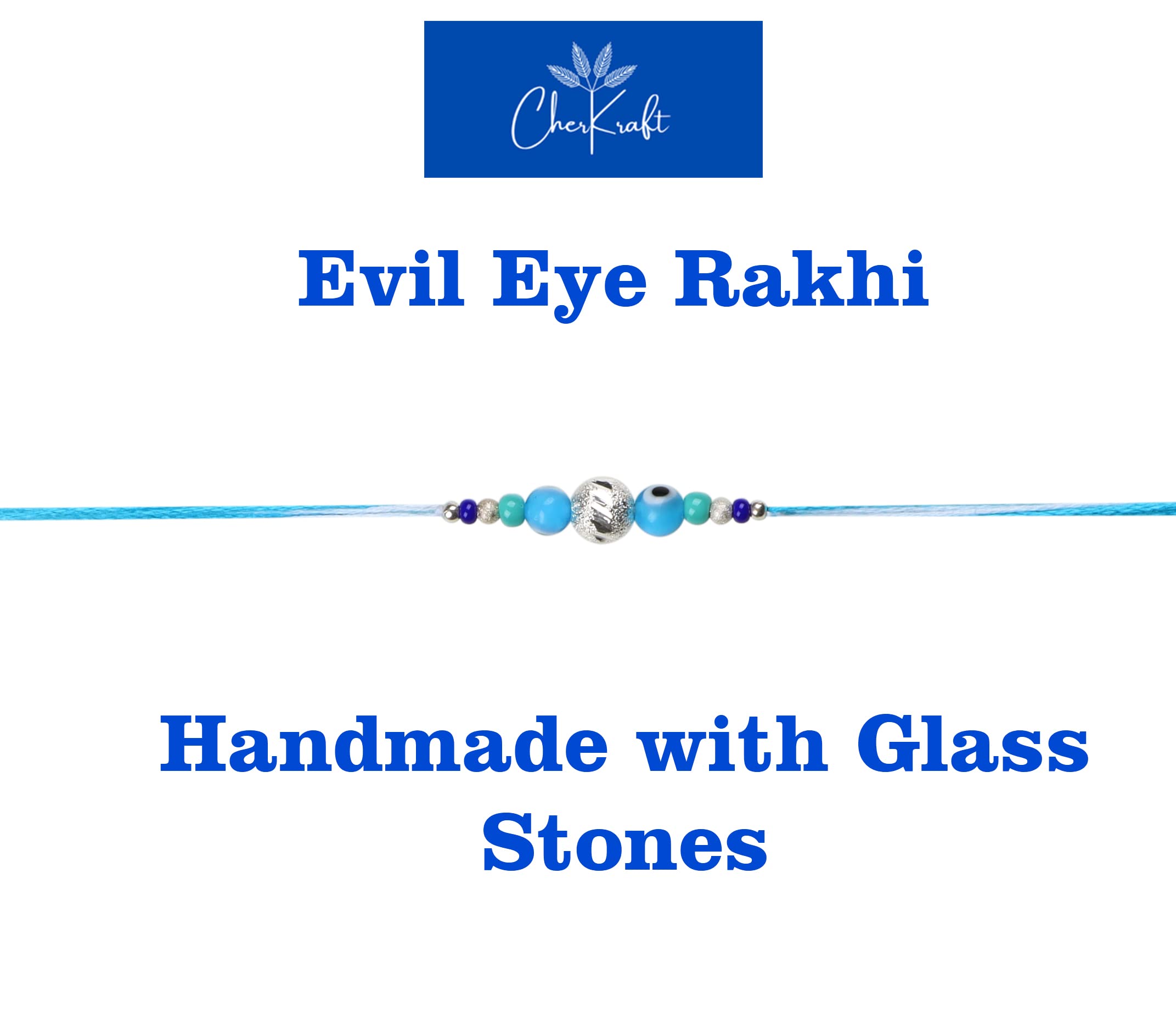 CHERKRAFT Rakhi for Brother Evil Eye Pack of 2 Design Rakhi for Small Bhai Bro Thread Rakhi (Design 4, Standard)