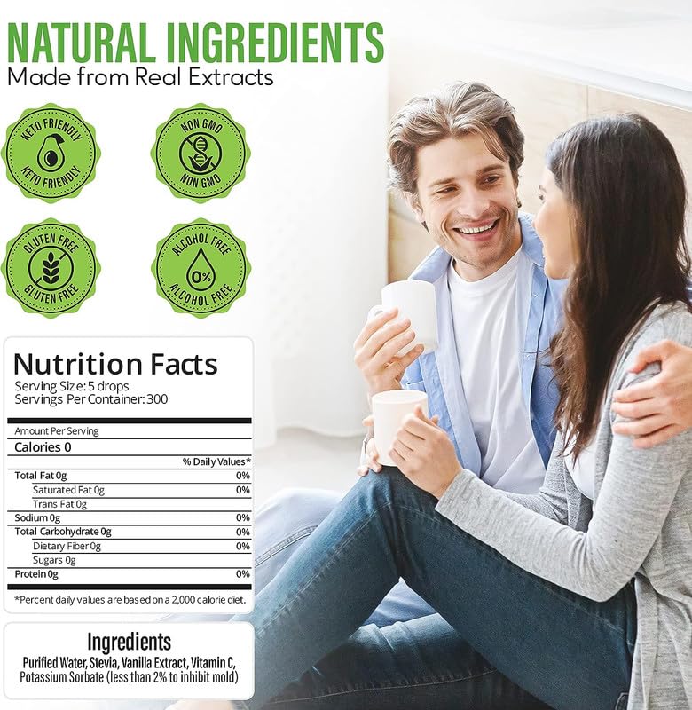 Stevia Select Vanilla Pure Stevia Extract - Liquid Zero Calorie Sweetener - All Natural Liquid Stevia Extract Sweetener Liquid - Keto Sugar Stevia Liquid - Keto Sweetener 2 Oz (2 Pack)