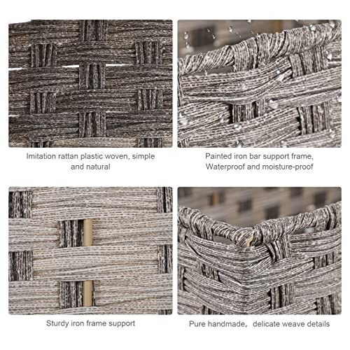 Alipis Plastic Sundries Storage Plastic Rattan Sundries Basket Seagrass Storage Basket Storage Box Basket with Handle