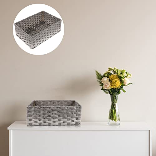 Alipis Plastic Sundries Storage Plastic Rattan Sundries Basket Seagrass Storage Basket Storage Box Basket with Handle