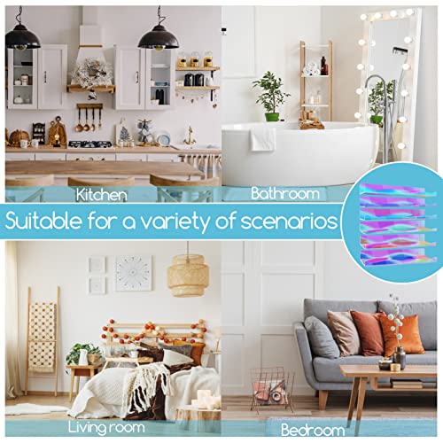 6 Packs Large Iridescent Wall Mounted Floating Shelf, ULENDIS 15.7 Inch Rainbow Clear Acrylic Display Shelves Organizer Nail Polish Rack, Wall Ledge Bookshelf for Bedroom Bathroom or Living Room Decor