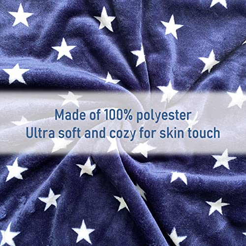 EZ Kitchen 2 in 1 Wearable Blanket Fleece Blanket Star Printed, Fleece Throw Blanket for Couch, Comfortable Plush Fuzzy Cozy Soft Blankets and Throws for Sofa, Outdoor Blanket, Navy Blue Blanket