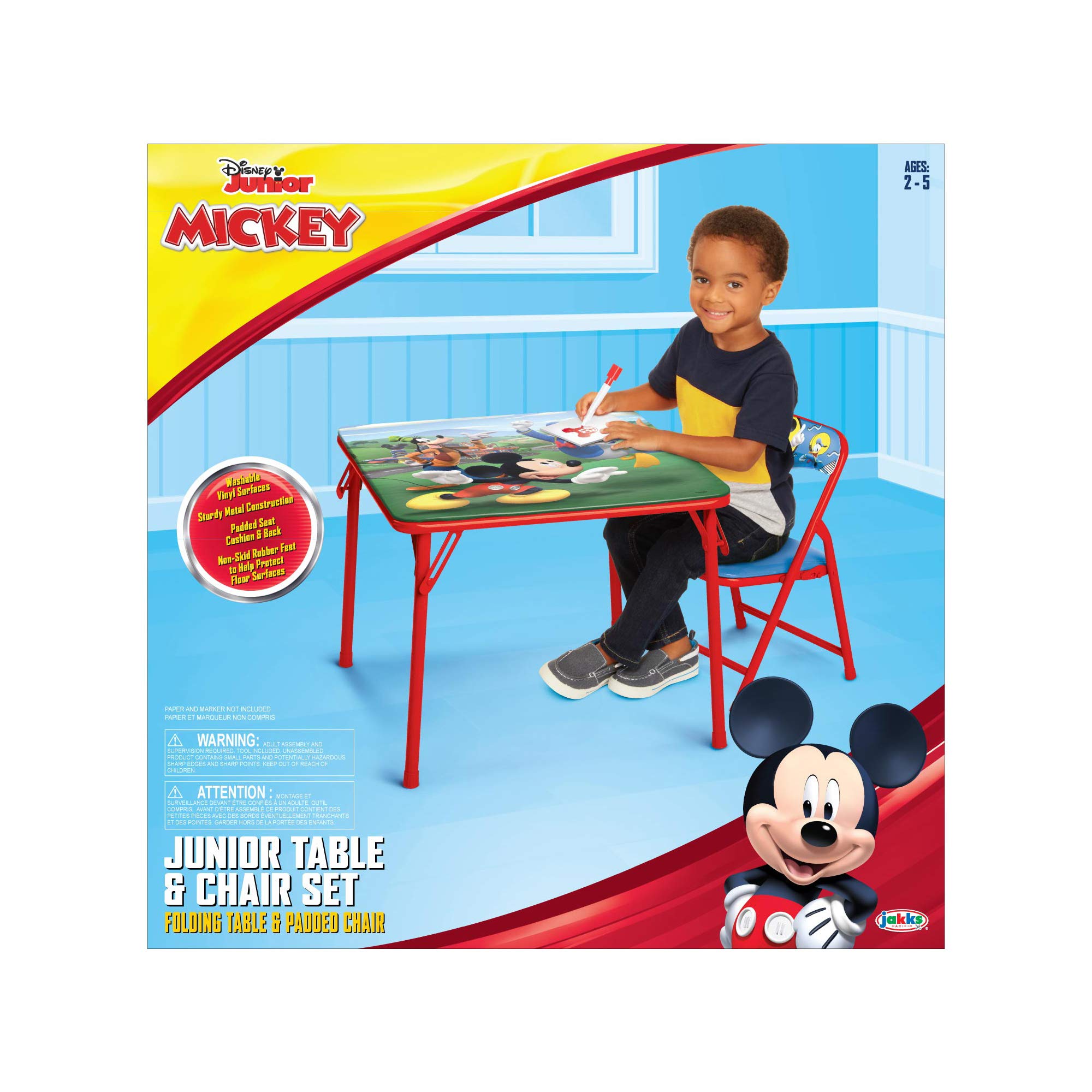 Disney Junior 45704 Mickey Kids Table & Chair Set, Junior Table for Toddlers Ages 2-5 Years ,20" x 20"