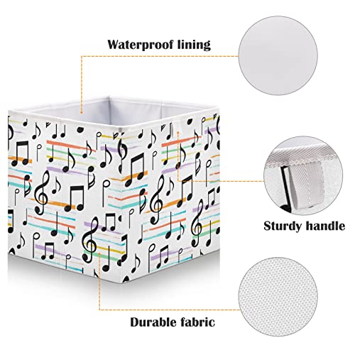 Kigai Music Notes Cube Storage Bins - 11x11x11 In Large Foldable Storage Basket Fabric Storage Baskes Organizer for Toys, Books, Shelves, Closet, Home Decor