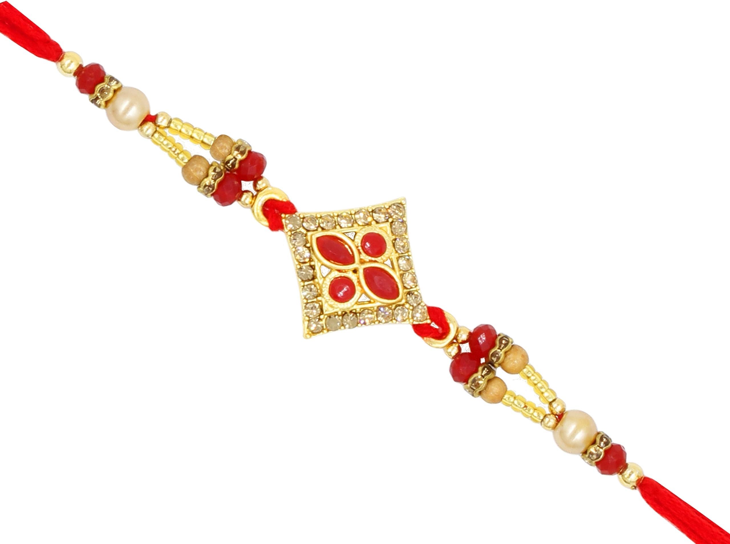Premium Designer Rakhi for Brother Multicolor Beautiful & Designer Thread Raksha Bandhan Rakhi for Loving Brother Bhai | Rakhi for Small Brother (Kundan)