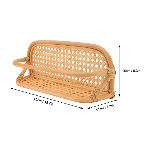 Aqur2020 Rattan Wall Shelf, Wall Mounted Floating Shelf Towel Rack Holder for Bedroom, Living Room, Bathroom, Kitchen, Office Decor