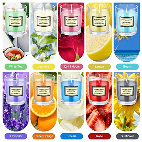 30 Pieces Scented Candles Gift Set with 10 Fragrances Aromatherapy Soy Wax Glass Jar Candle 1.8 oz Votive Candles for Home Wedding Holiday Anniversary Decoration