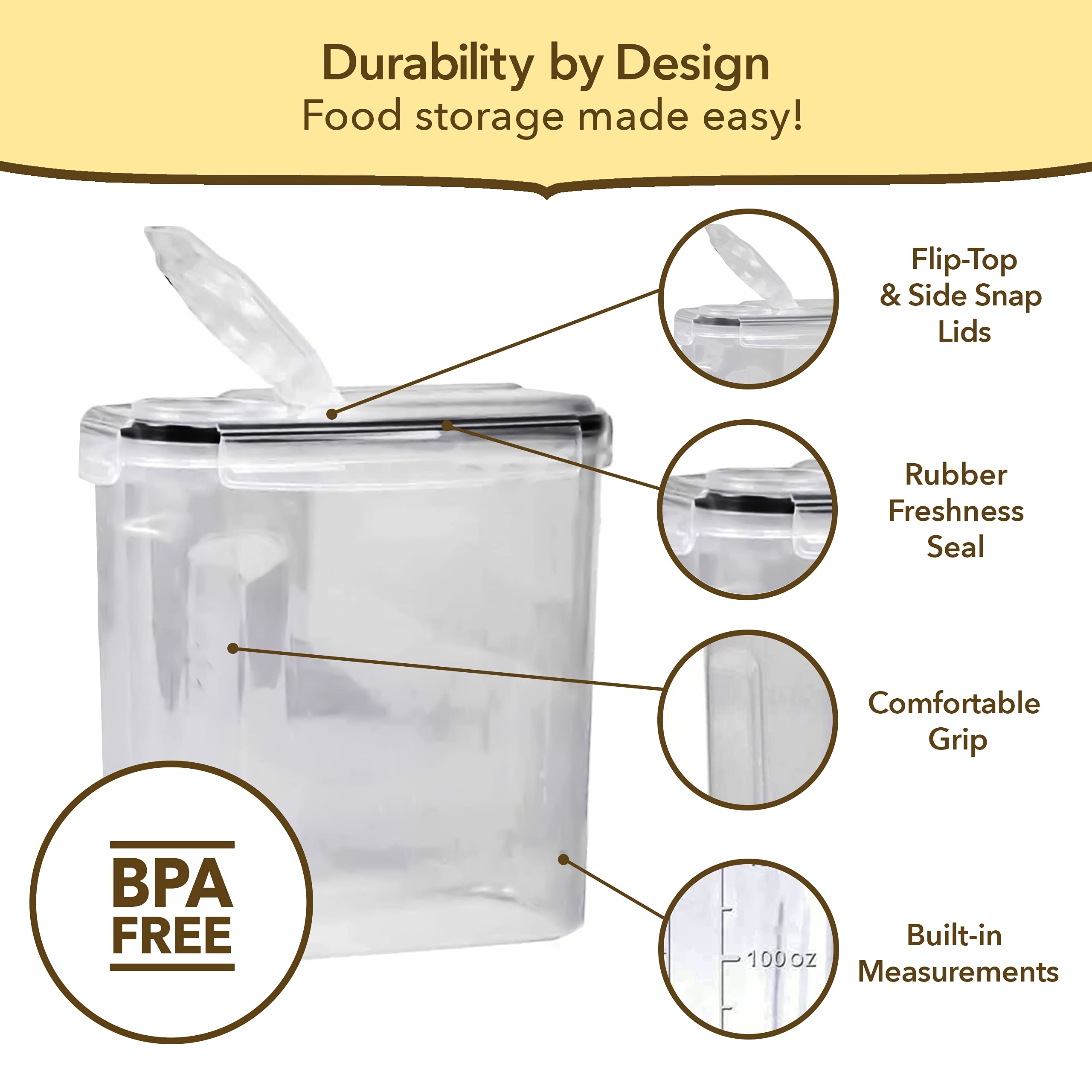 Cereal Container Storage Set - 4 Piece Airtight Food Storage Containers. BPA Free Dispenser Storage Container Set with Free Labels & Pen - by Simple Gourmetā¦