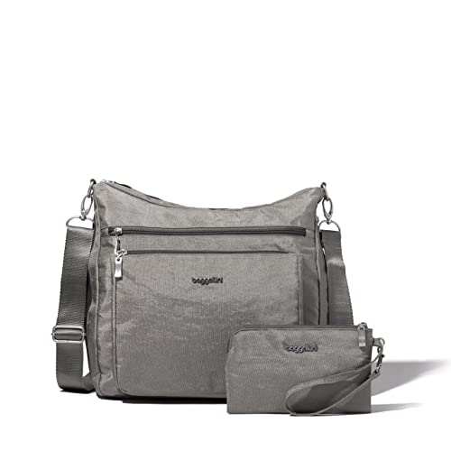 Baggallini Womens Expandable Modern Pocket Large Hobo, Sterling Shimmer