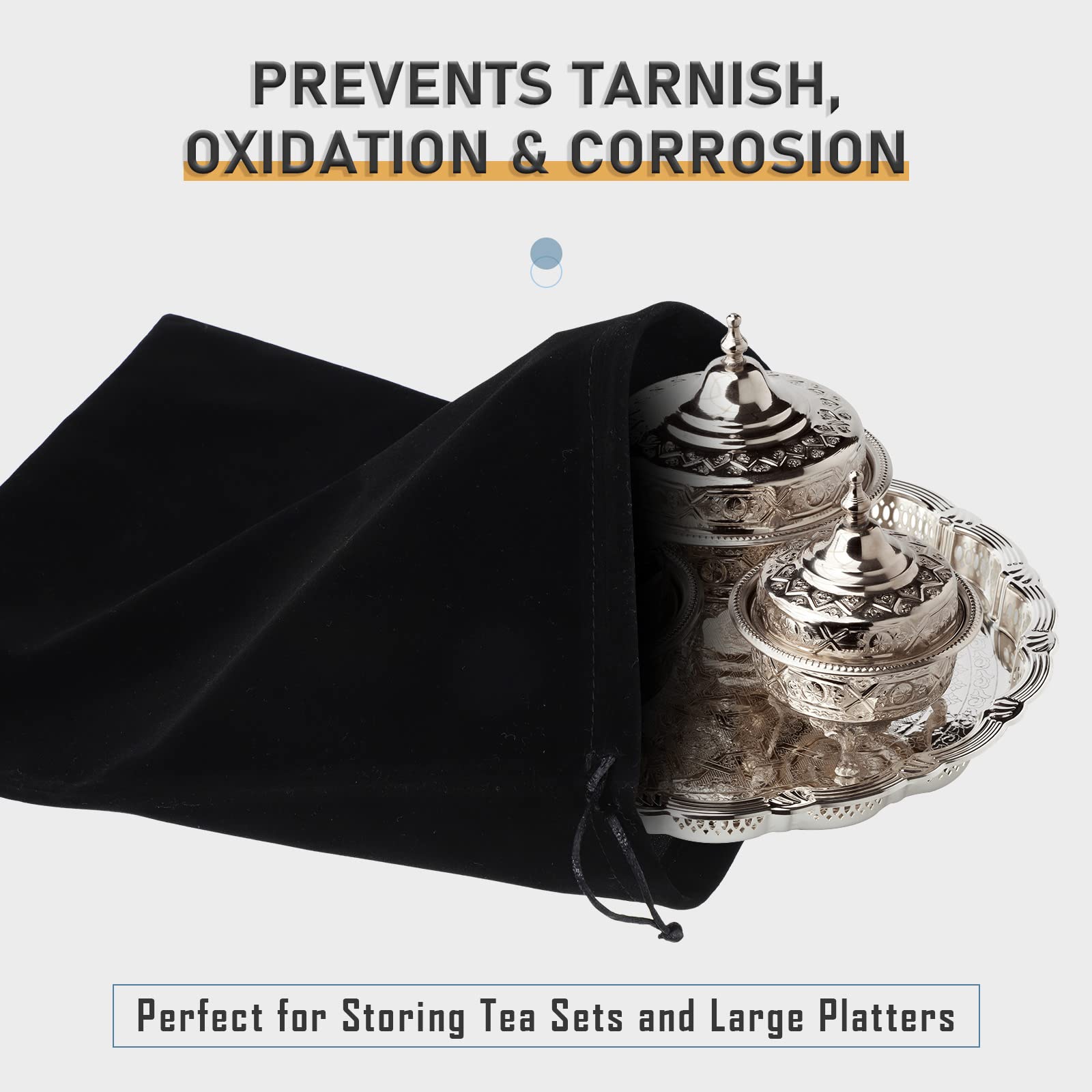 10 Pcs Silver Storage Bags, 9 x 11.8 Inch Anti Tarnish Storage Bag Fabric Cloth Bags for Silver Jewelry Silverware Protection Flatware Silverplate Tarnish Cleaning