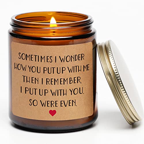 Gift for Her, Him We Put up with Each Other, Funny Wedding Anniversary Birthday Gifts for Wife, Husband, Boyfriend Romantic Candle Gifts