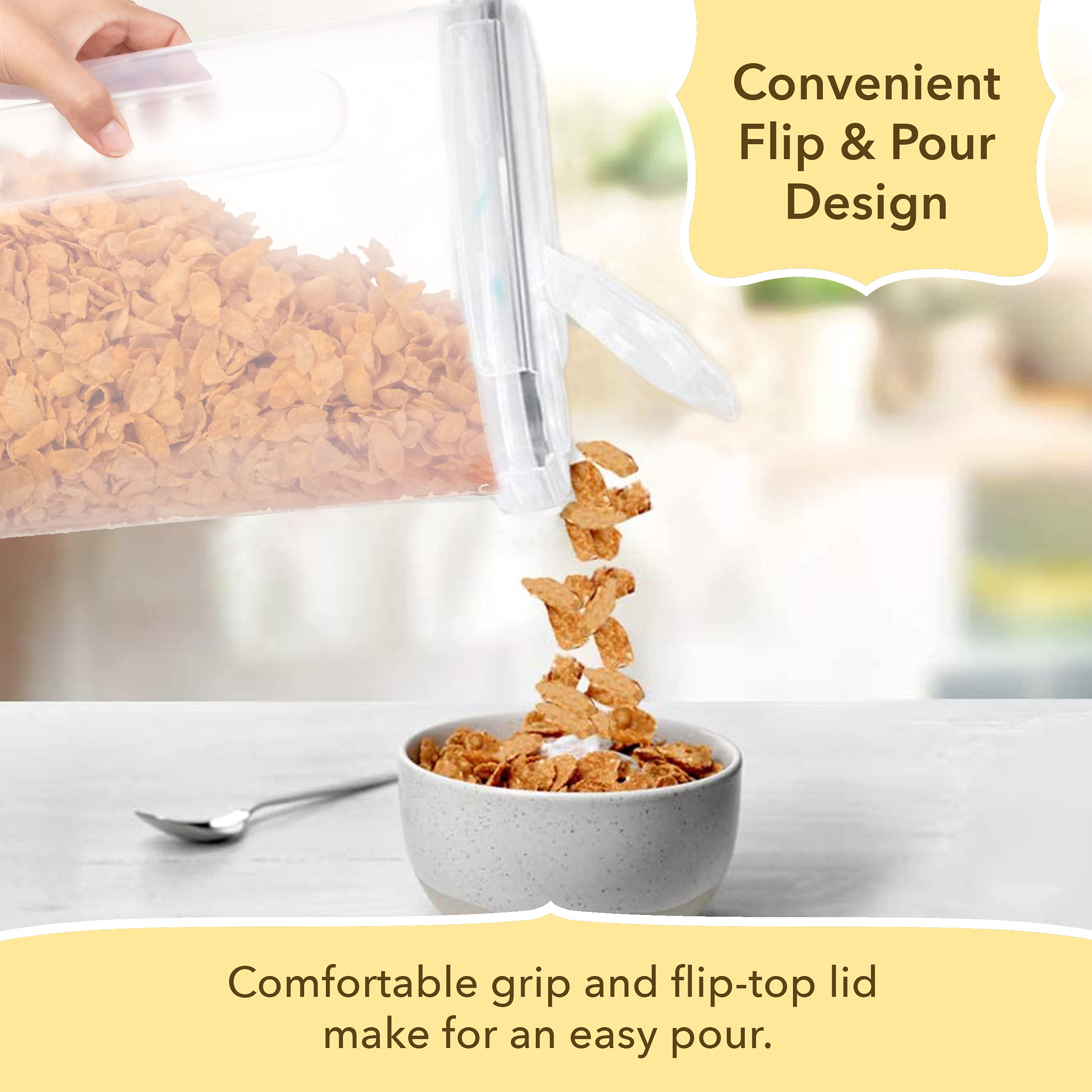 Cereal Container Storage Set - 4 Piece Airtight Food Storage Containers. BPA Free Dispenser Storage Container Set with Free Labels & Pen - by Simple Gourmetā¦