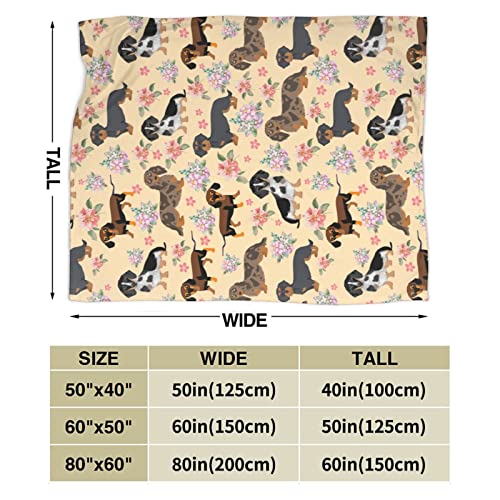 Dachshund Sausage Dogs Soft Throw Blanket 60"X50" Lightweight Flannel Blanket for Couch Bed Sofa Home Living Room Decor Travelling Camping for Kids Adults