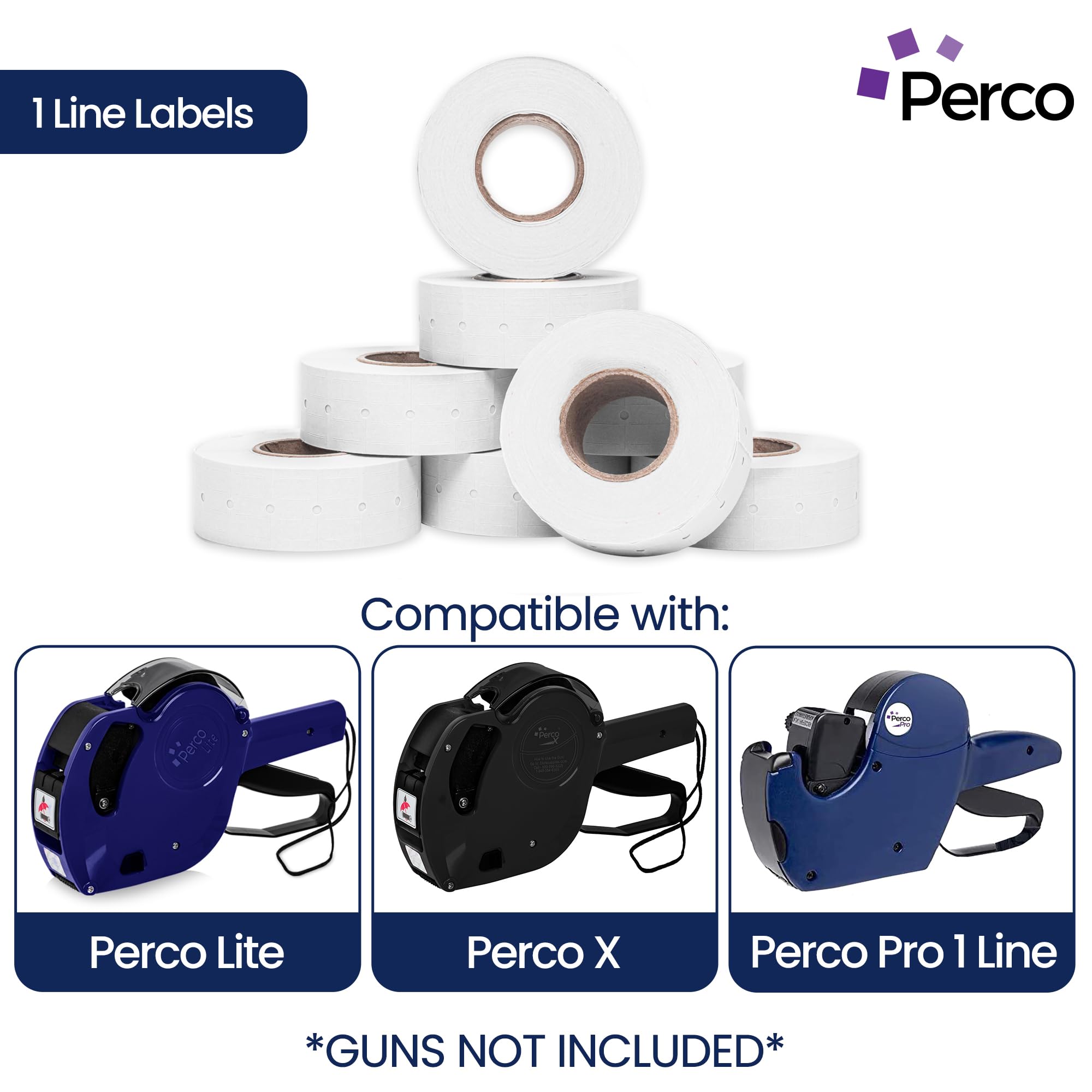 Perco 1 Line White Labels - 1 Sleeve, 8,000 Blank Price and Date Gun Labels for Perco 1 Line Price and Date Guns