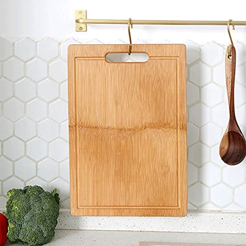 MMOOCO Chopping Board, Cutting Board-Bamboo Chopping Board for Kitchen-with Juice Groove and Handle ,for Chopping Meat, Butcher Block, Veggies & Cheese,Two Sizes (Size : Medium)