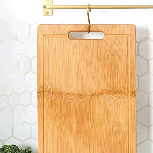 MMOOCO Chopping Board, Cutting Board-Bamboo Chopping Board for Kitchen-with Juice Groove and Handle ,for Chopping Meat, Butcher Block, Veggies & Cheese,Two Sizes (Size : Medium)