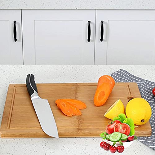 MMOOCO Chopping Board, Cutting Board-Bamboo Chopping Board for Kitchen-with Juice Groove and Handle ,for Chopping Meat, Butcher Block, Veggies & Cheese,Two Sizes (Size : Medium)