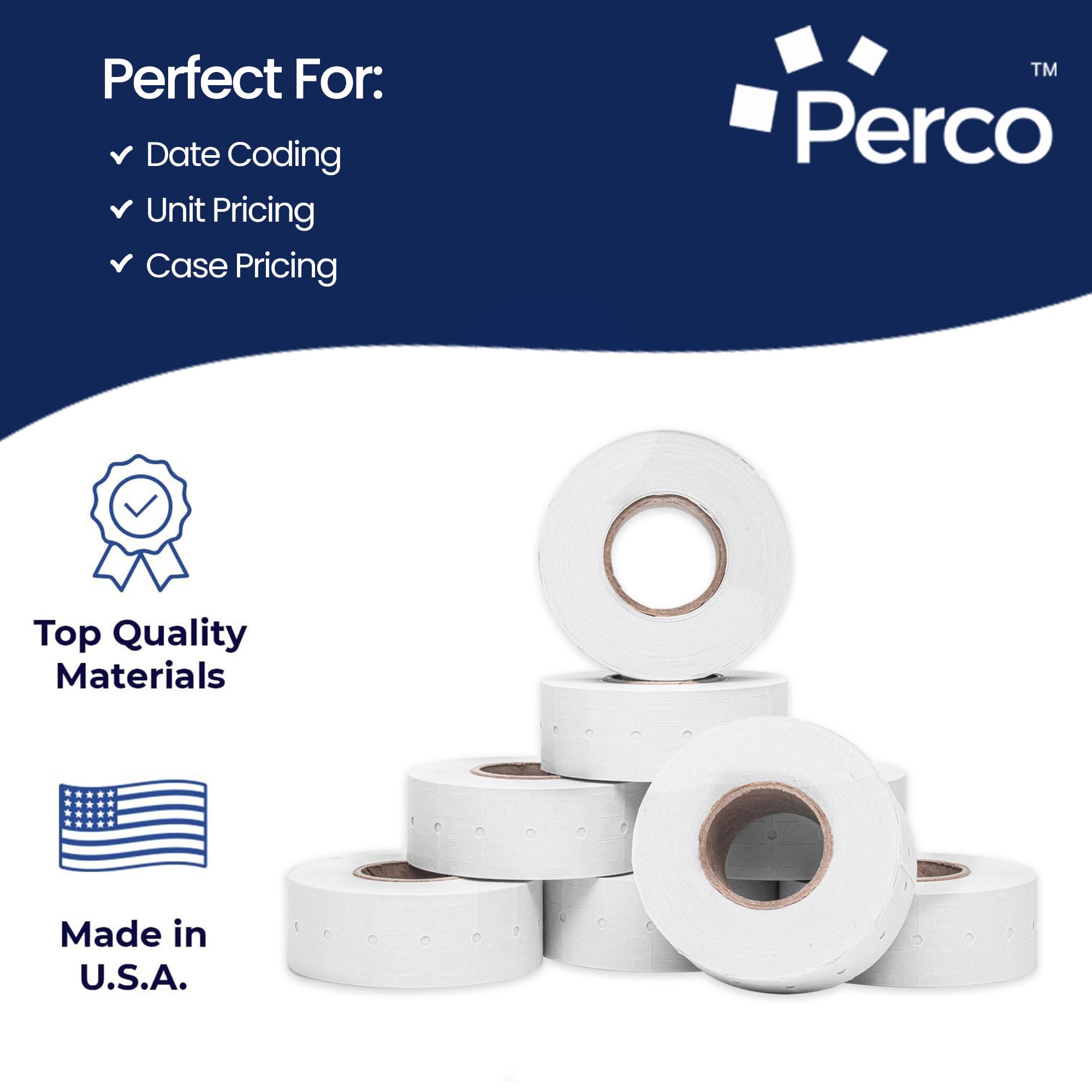 Perco 1 Line White Labels - 1 Sleeve, 8,000 Blank Price and Date Gun Labels for Perco 1 Line Price and Date Guns