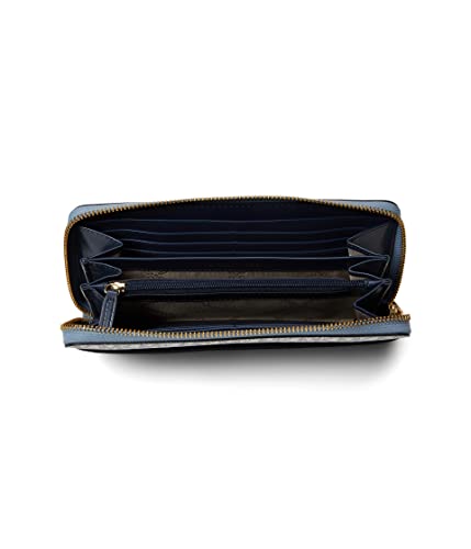 Michael Kors Jet Set Charm Pocket Zip Around Continental Navy/White/Pale Blue One Size