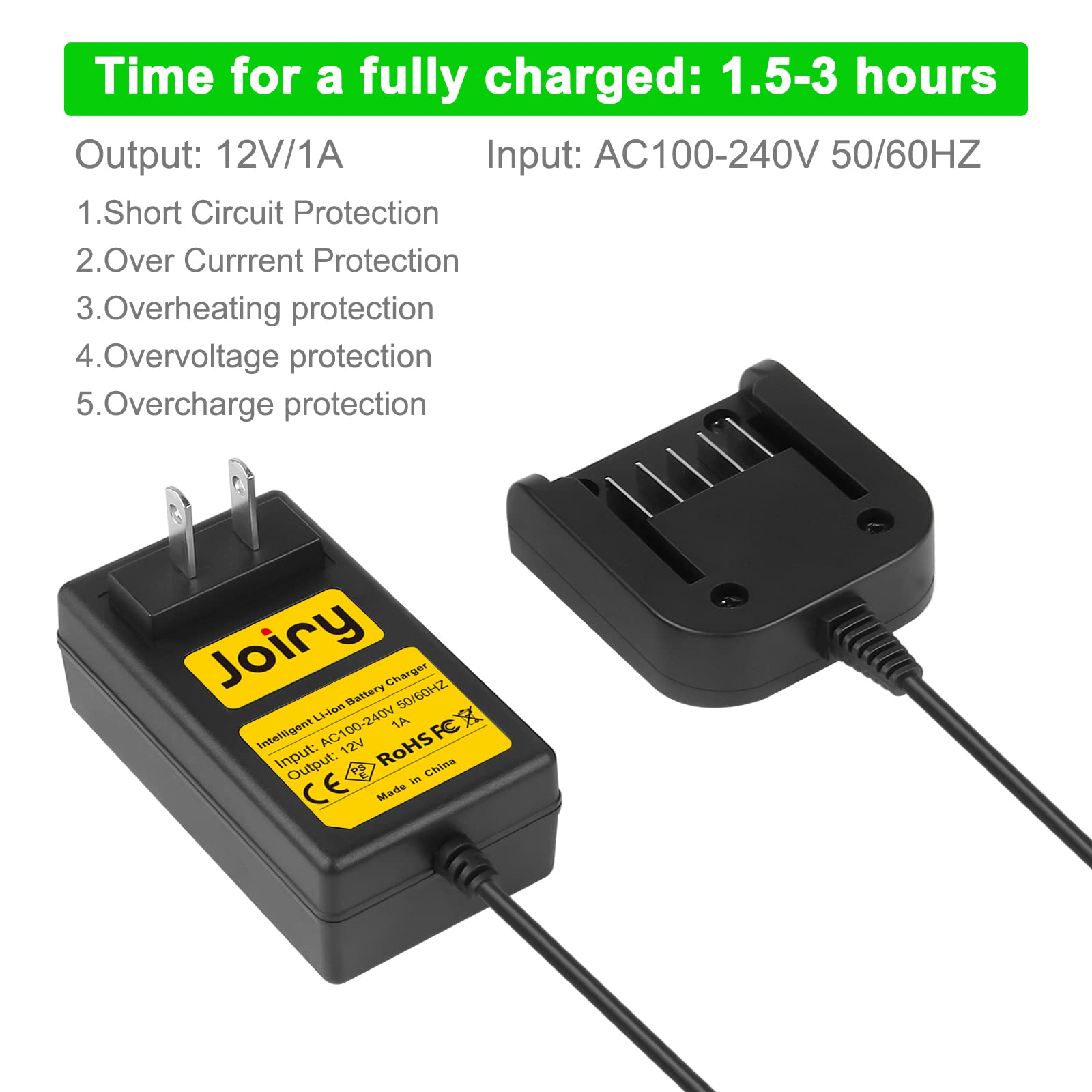 Joiry 12V Battery Charger Compatible with Makita BL1041B BL1021B CXT 12V Li-ion Batteries (Not for Ni-MH/Ni-Cd Battery)