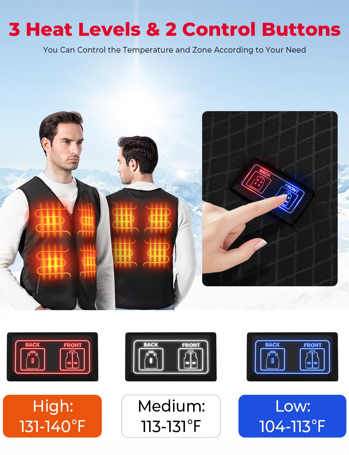 KEMIMOTO Heated Vest for Men, Warming Vest, Heated Hunting Vest, BATTERY NOT INCLUDED, Electric Heated Vest