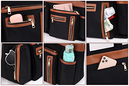 UTO Tote Bag for Women Large Capacity Water Resistant Nylon Handbag and Purse with Multi Zipper Pockets