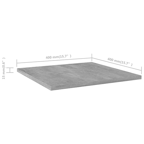 WIFESE Floating Shelves 4 pcs 15.7"x15.7" Simplistic Bookshelf Board Living Room Wall Shelves Bedroom Wall Storage Floating Bathroom Shelving Concrete Gray Quality Engineered Wood