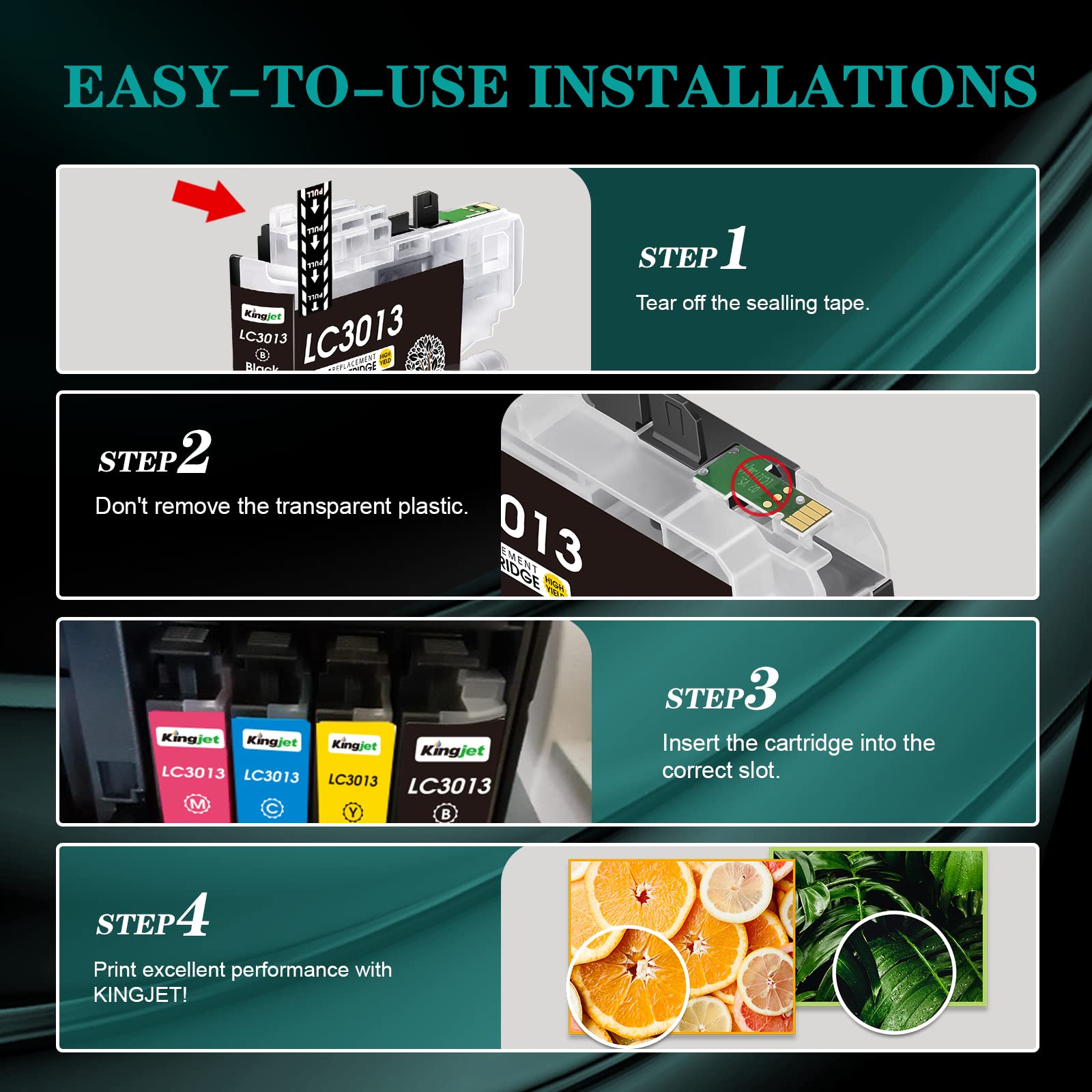 Kingjet LC3013 Compatible Ink Cartridge Replacement for Brother LC3013 Ink Cartridges Use with MFC-J491DW MFC-J497DW MFC-J690DW MFC-J895DW Printers (5 Black) - LC3013BK LC3011BK
