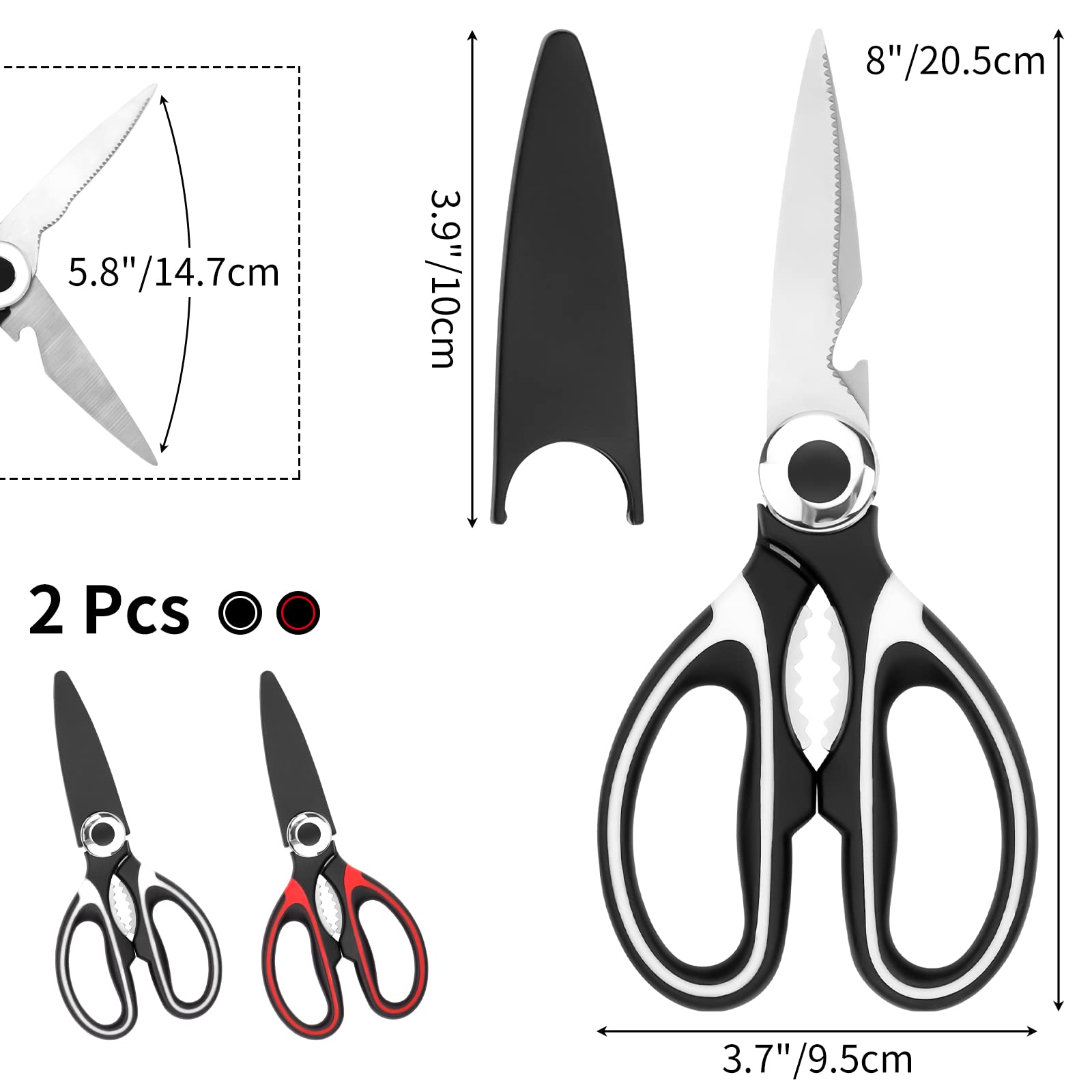 Kitchen Shears,2-Pack Heavy Duty Kitchen Scissors,Dishwasher Safe Meat Scissors,Kitchen Scissors for General Use for Chicken/Poultry/Fish/Meat