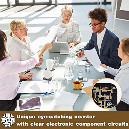 4 Pcs Circuit Board Coasters PCB Coasters Immersion Gold Circuit Board Coasters for Drinks PCB-Design Coasters for Men Funny Drink Coasters for Party Bar Office Gamer Geek Men Nerd Engineer Gifts