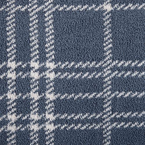 Crafted by Catherine Quinn Plaid Cozy Knit Throw Blanket 60" x 70" Inches, Soft Comfy Decorative Throw for Couch Bed Sofa Travel, Blue