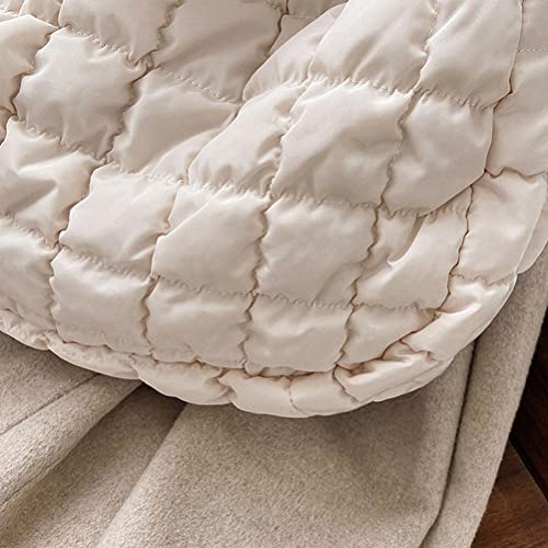 Large Puffer Tote Bag, Quilted Down Bags for Women Soft Space Totes Puffer Bag Lattice Crossbody for Autumn and Winter (White)