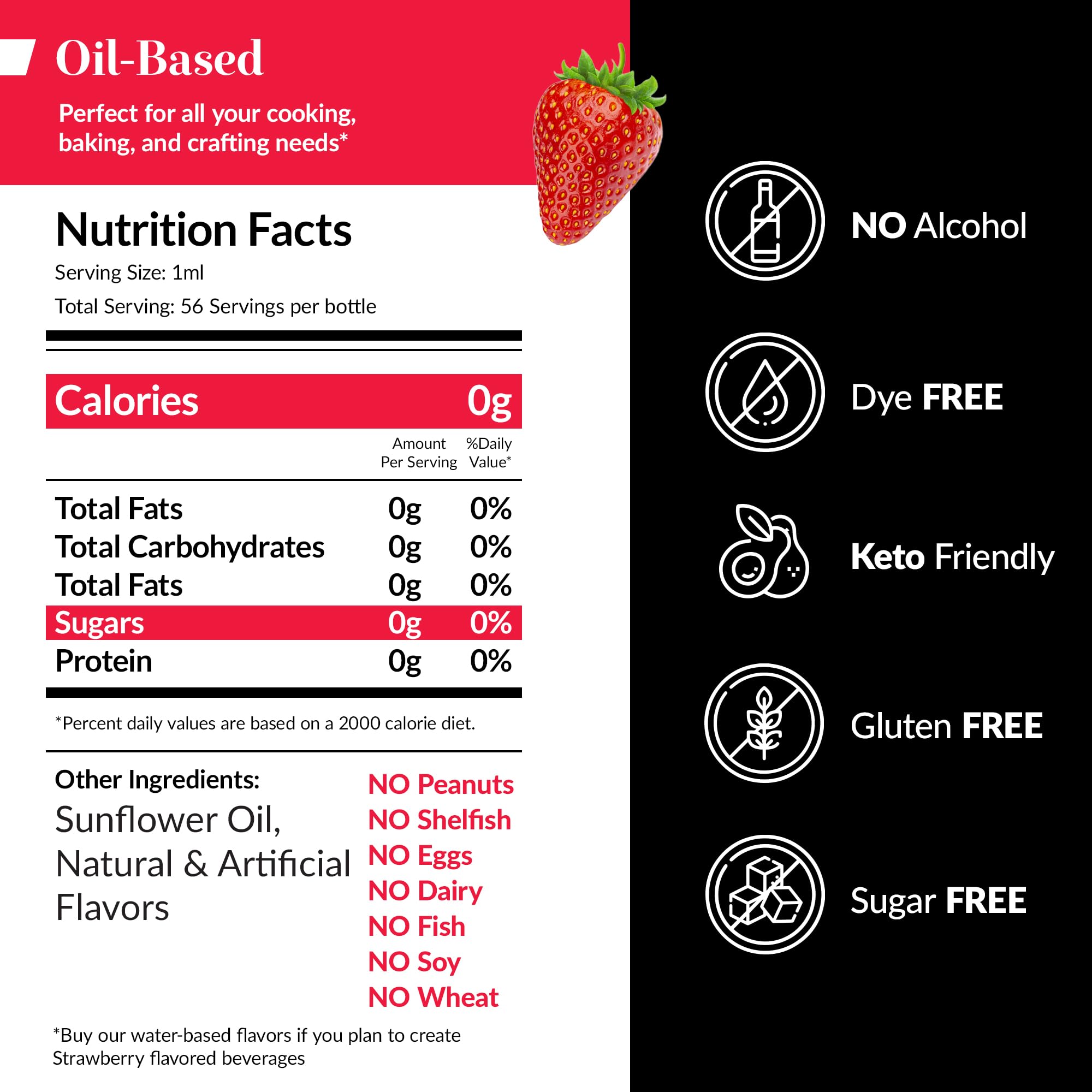 Dolce Flav Strawberry Extract 2 oz – Kosher, Sugar-Free, Concentrated Berry Flavor for Candy, Chocolates & Desserts, Includes Measured Dropper