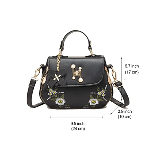 TUDEXX Purses and Handbags for Women Top Handle Satchel Shoulder Bags Ladies Leather Totes,Floral Pattern Zipper Handbag (Color : Green)