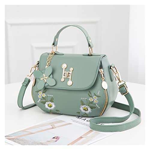 TUDEXX Purses and Handbags for Women Top Handle Satchel Shoulder Bags Ladies Leather Totes,Floral Pattern Zipper Handbag (Color : Green)