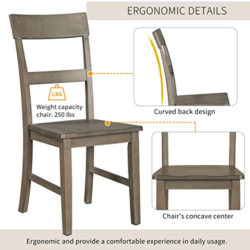 Retro Style Kitchen Dining Room Set, 7-Piece Dining Table Set Extendable Kitchen Table Set with 18β Leaf Rectangular Table with 6 Wood Chairs, Dining Room Set for 6 People, for Dining Room, Kitchen