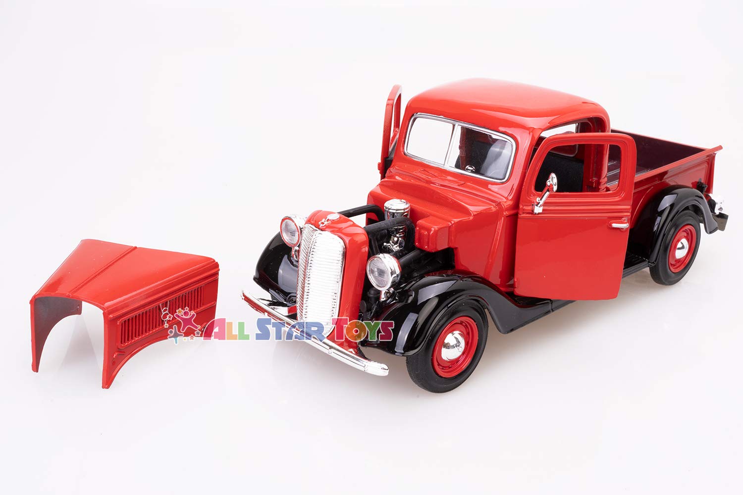 1937 Ford Pick Up Truck, Red With Black - Showcasts 73233 - 1/24 Scale Diecast Model Car by Motor Max