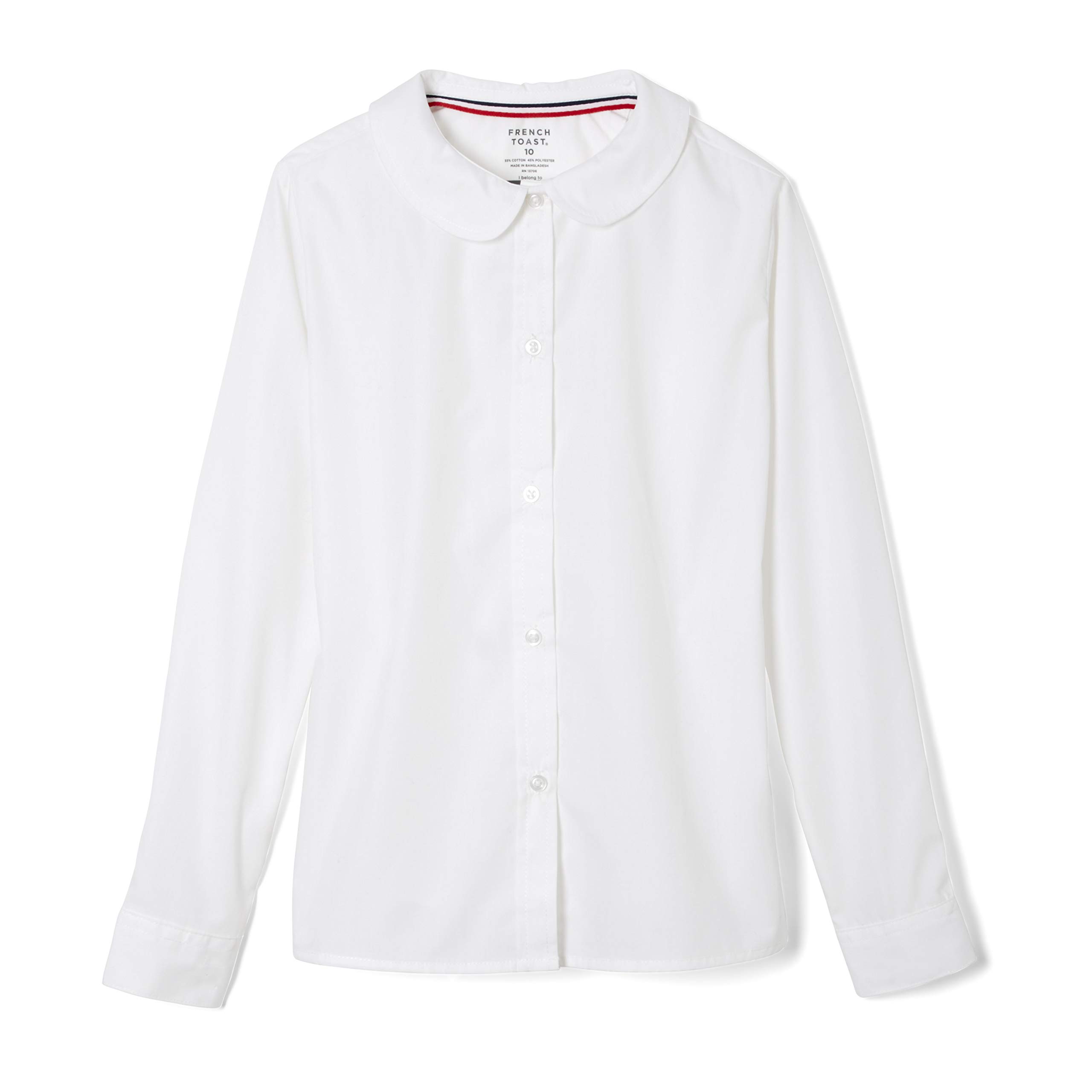 French Toast Little Girls' Long Sleeve Peter Pan Collar Blouse, White, 6