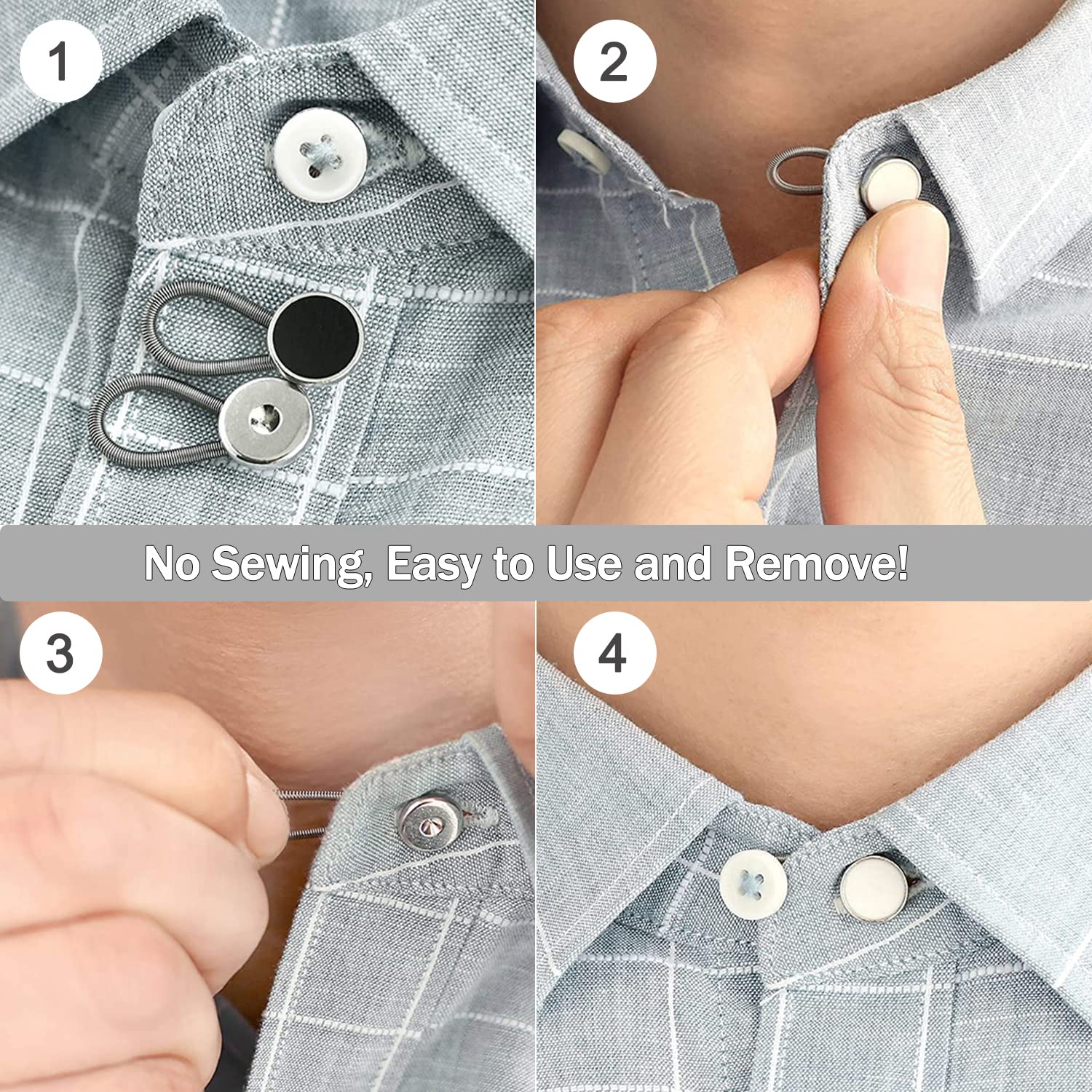 24 Pcs Extender Button Set, Flexible Adjustable Elastic Waist Extender Button, Invisible Collar Neck Extenders, No-Sew Extend Buttons for Women and Men's Pants Jeans Skirts Clothing Supplies