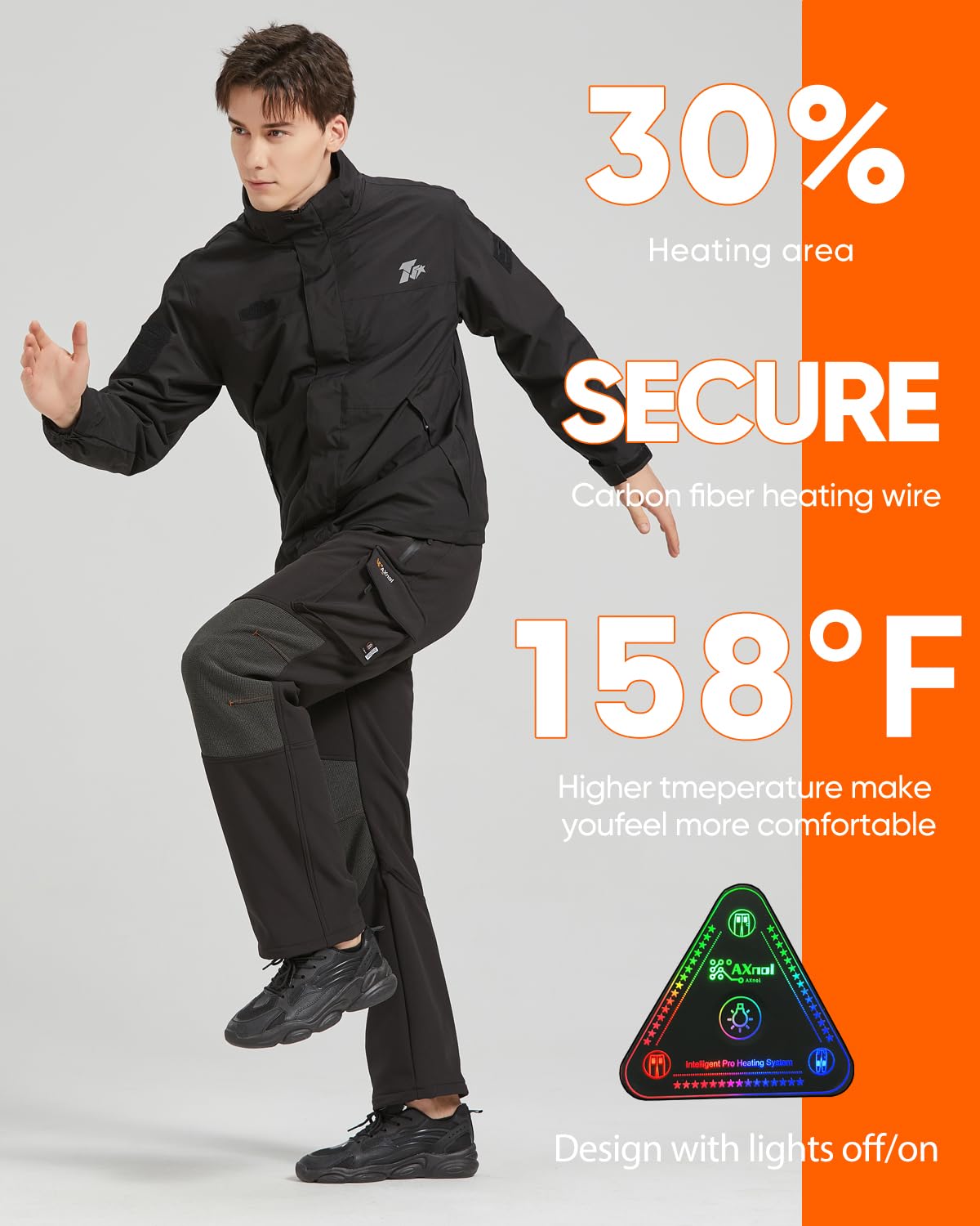 Axnol Heated Pants with 20000mAh Battery Pack Electric Heated Snow Hiking Pants Winter Softshell Outdoor Trousers (XL, Black)