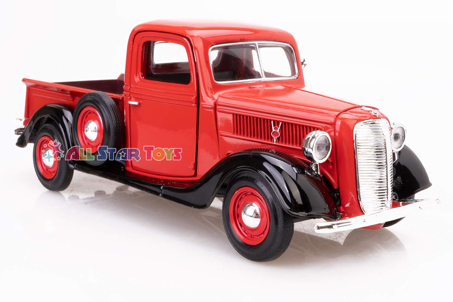 1937 Ford Pick Up Truck, Red With Black - Showcasts 73233 - 1/24 Scale Diecast Model Car by Motor Max