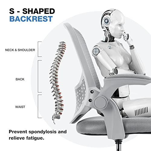 Drafting Chair - Tall Office Chair for Standing Desk Mesh Chair with Mid-Back and Height Adjustable Swivel Chair with Lumbar Support and Flip-up Armrests for Adults