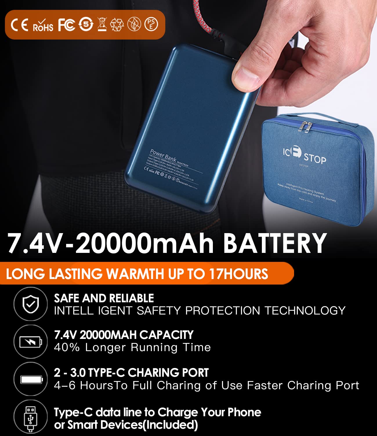 Axnol Heated Pants with 20000mAh Battery Pack Electric Heated Snow Hiking Pants Winter Softshell Outdoor Trousers (XL, Black)
