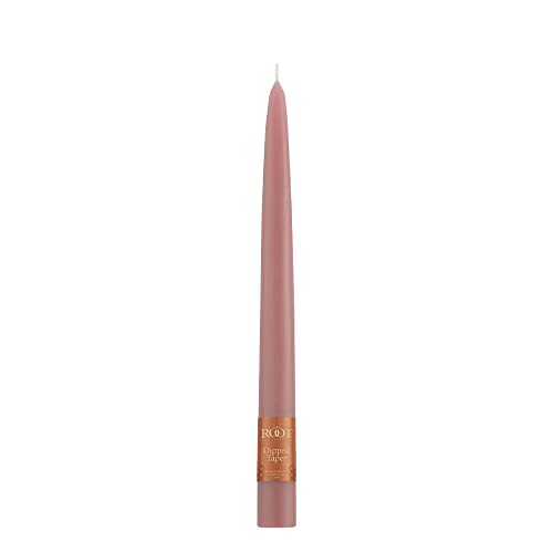 Root Candles 12-Count Unscented Taper Candles Smooth Hand-Dipped Dripless Beeswax Blend Dinner Candles, 9-Inch, Dusty Rose
