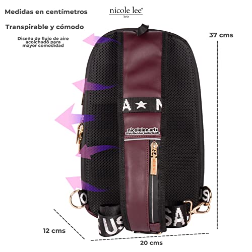 Nicole Lee Sling Backpack with USB Charging and Earphone Ports, Top Handle Travel School Crossbody Bag, Adjustable Strap (Success in New York)