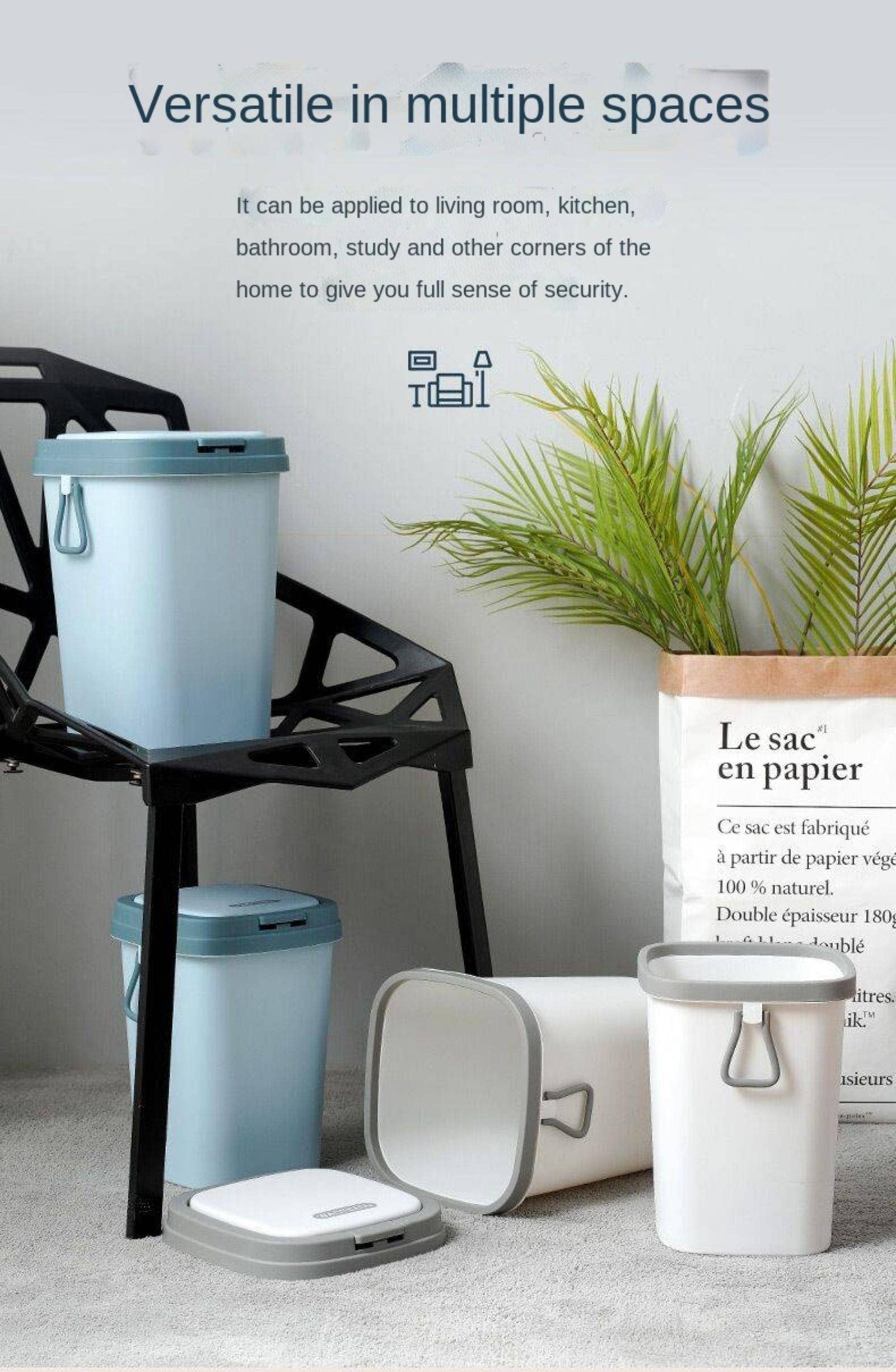 NA Push-Type Household Trash can Living Room Bathroom Kitchen Bedroom Office 8L 13L
