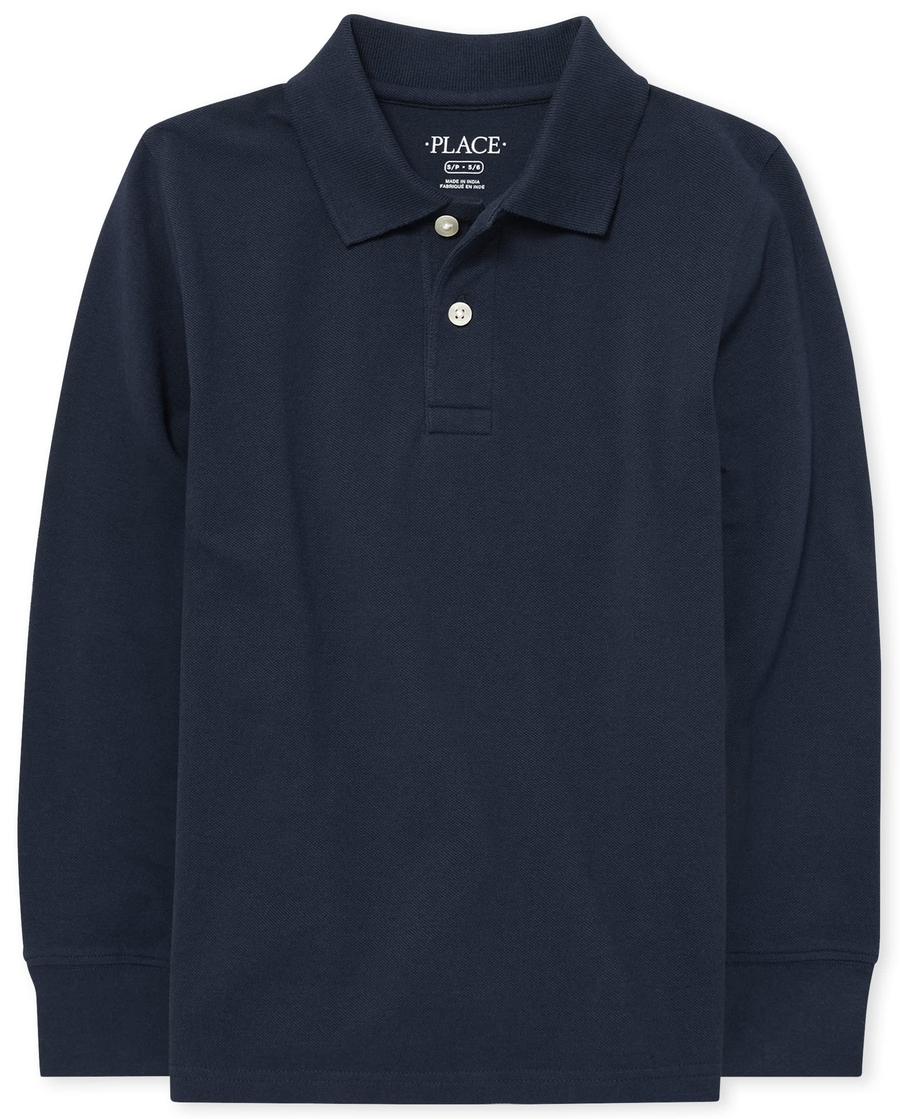The Children's Place boys Long Sleeve Pique School Uniform Polo Shirt, Nautico Single, Large US