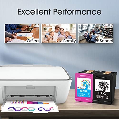 H&BO TOPMAE Remanufactured Ink Cartridge Replacement for HP 67 67XL Ink Cartridge for Envy Pro 6055 6455e 6055e 6452 6052 6075 DeskJet 2755e 2752 4152 4155e Printer(1 Black 1 Tri-Color