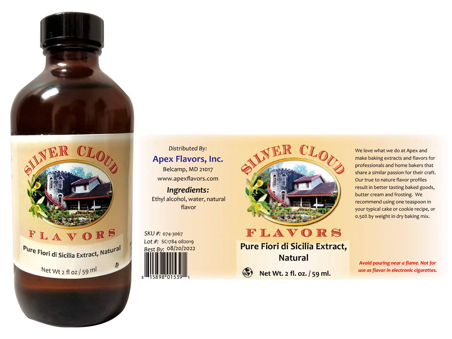 Pure Fiori di Sicilia Extract, Natural - 2 fl. oz. glass bottle