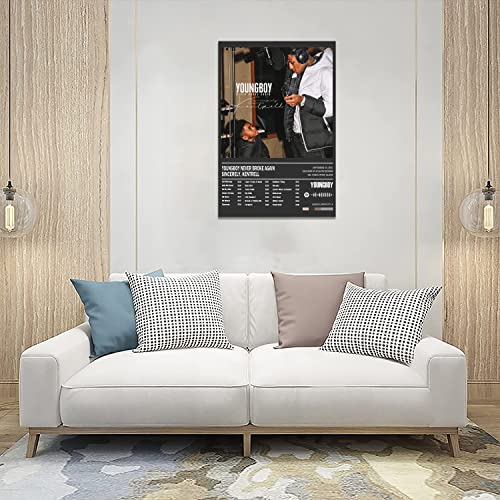 Youngboy Poster Never Broke Again Poster Sincerely Kentrell Album Cover Wall Art Canvas for Office Decor Unframed 12" x 18"